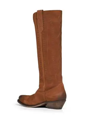 GOLDEN GOOSE Brown Leather Wish Star Western Boots