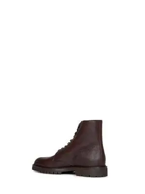 Brunello Cucinelli Chestnut Grained Calf Leather Ankle Boots - Multicolor