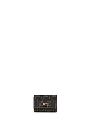 Fendi Brown Mini Trifold Tube Compact Wallet - Multicolor
