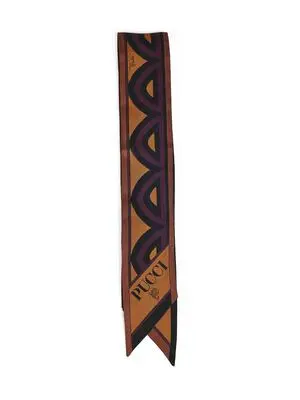 Emilio Pucci Burgundy And Gold Baiadera And Labirinto-prints Silk Twill Bandeau Scarf - Multicolor