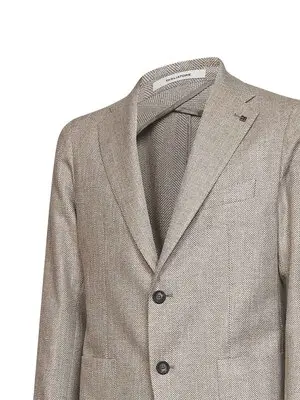 Tagliatore Taupe Herringbone Wool Blend Montecarlo Single-breasted Blazer