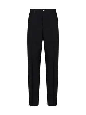 Prada Abbigliamento Black Mohair-wool Trousers With Triangle Logo - Multicolor