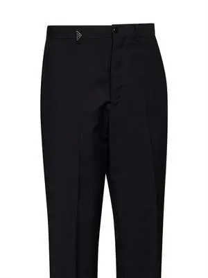 Prada Abbigliamento Black Mohair-wool Trousers With Triangle Logo