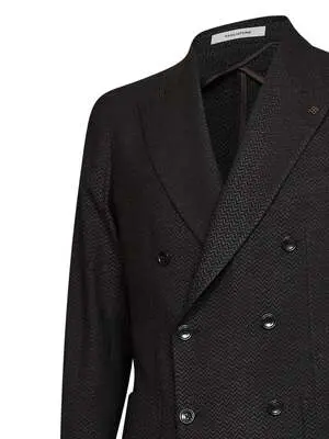 Tagliatore Dark Brown Chevron Jacquard Wool-blend Montecarlo Blazer