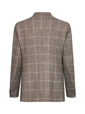 Tagliatore Tobacco Check Wool Montecarlo Single-breasted Blazer - Multicolor