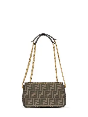 Fendi Brown Baguette Chain Midi Crossbody Bag