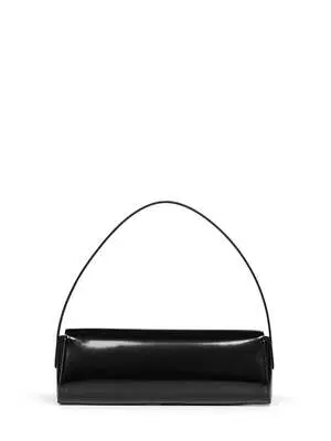 JIL SANDER Black Kante Flap Shoulder Shoulder Bag