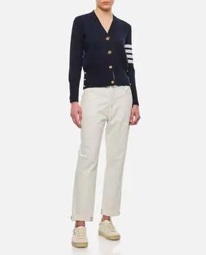 Thom Browne Milano Classic V Neck Fine Merino Wool Cardigan