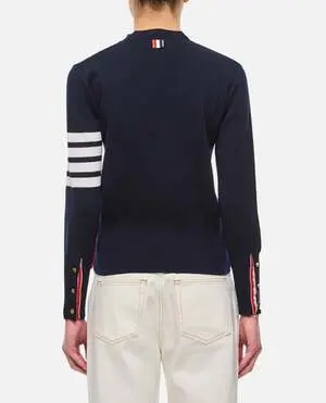 Thom Browne Milano Classic V Neck Fine Merino Wool Cardigan - Multicolor