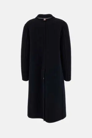 Thom Browne Low Break Patch Pocket Bell Sleeve Overcoat In Boiled Wool