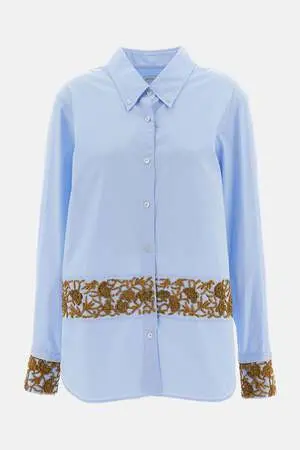 Dries Van Noten Cotton Poplin Shirt With Embroidery And Beads - Multicolor