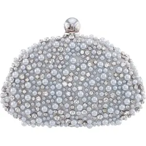 Nina Maeve-m Faux Pearl Clutch - Grey