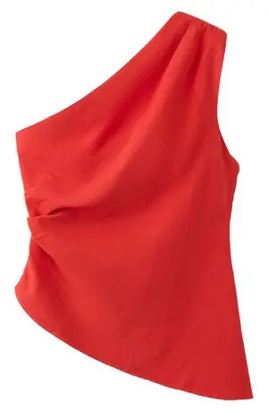 Mango Asymmetrical Draped One-shoulder Top