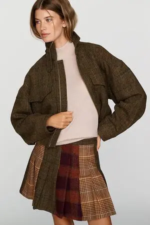 ROWING BLAZERS Wool Blend Mixed Pleated Mi Skirt - Multi Plaid