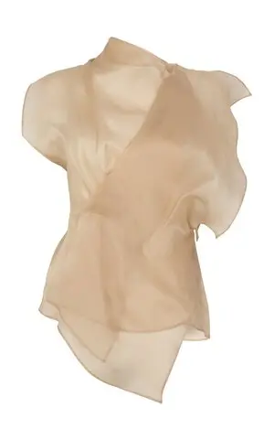 A.W.A.K.E. MODE Asymmetric Draped Silk Top
