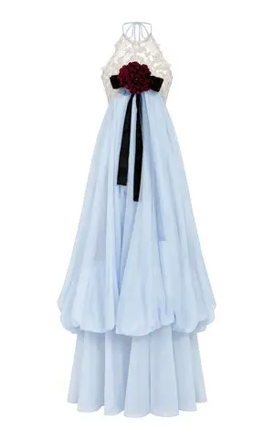 SALMA OSMAN Floral Appliqué Lace Gown - Multi