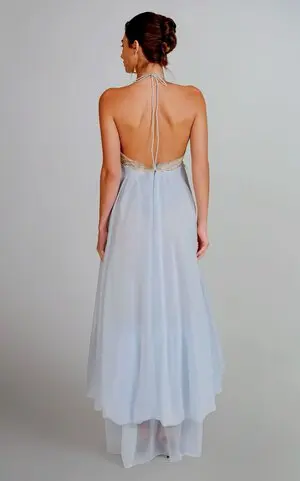 SALMA OSMAN Floral Appliqué Lace Gown