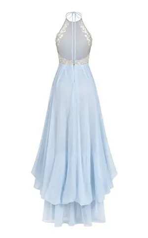 SALMA OSMAN Floral Appliqué Lace Gown