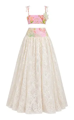 SALMA OSMAN Embellished Lace And Organza Set - Multi