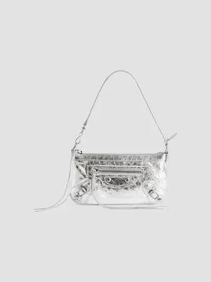 Balenciaga Le City Top Handle Bag On Strap - Silver