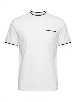 GARNET Classic-fit Crewneck Cotton Pocket T-shirt - White