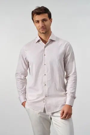 GARNET Slim Fit Cotton Button-down Dress Shirt - Oat
