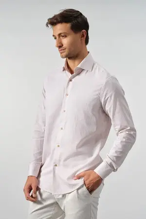 GARNET Slim Fit Cotton Button-down Dress Shirt - Oat