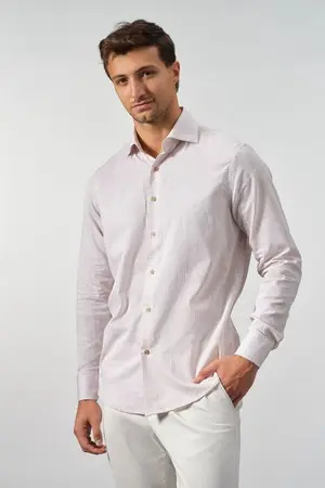 GARNET Slim Fit Cotton Button-down Dress Shirt - Oat