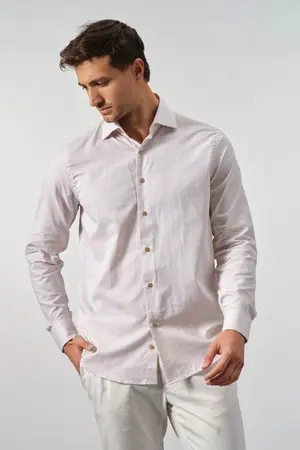GARNET Slim Fit Cotton Button-down Dress Shirt - Oat