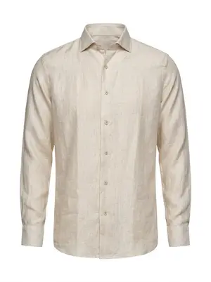 GARNET Linen-blend Long Sleeve Dress Shirt