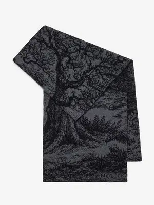 Alexander McQueen Tree Of Life' Wool Jacquard Scarf - Grey