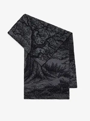 Alexander McQueen Tree Of Life' Wool Jacquard Scarf - Grey