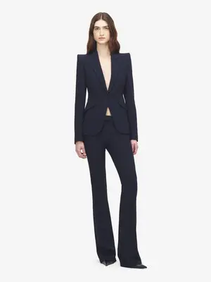 Alexander McQueen Leaf Crepe Bootcut Trousers - Blue