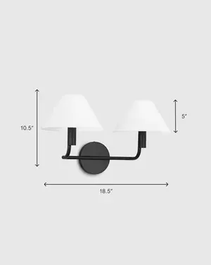 Quince Contemporary Steel Sconce With Linen Shades - Black