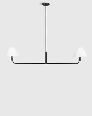 Quince Contemporary Steel Chandelier With Linen Shades - Black