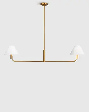 Quince Contemporary Steel Chandelier With Linen Shades - Brass