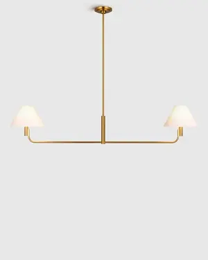 Quince Contemporary Steel Chandelier With Linen Shades - Brass
