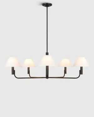 Quince Contemporary Steel Chandelier With Linen Shades - Black