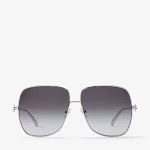 JIMMY CHOO Rive Metal Square Sunglasses With Gradient Grey Lenses - Silver