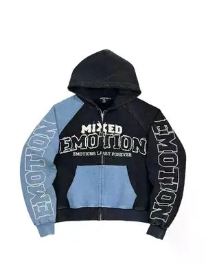 Mixed Emotion Split Decision Logo-print Hoodie - Black