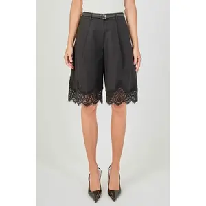 Endless Rose Lace Detail Bermuda Shorts - Black