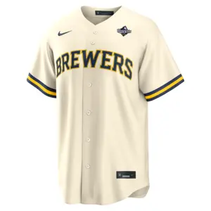 Nike Brice Turang Milwaukee Brewers 2026 World Series Participant Mlb Replica Jersey - Brown