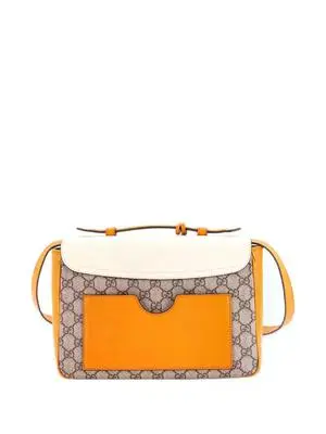 Gucci Padlock Front Pocket Flap Gg Coated Canvas And Leather Small Shoulder Bag