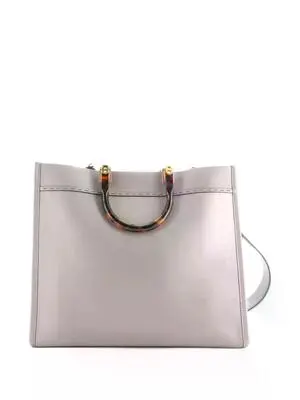 Fendi Sunshine Shopper Leather Medium Tote Bag - Grey