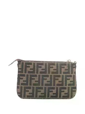 Fendi Baguette Pouch With Chain Zucca Canvas Shoulder Bag