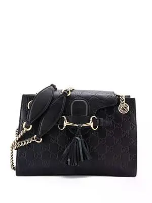 Gucci Emily Chain Flap Guccissima Leather Small Shoulder Bag - Black