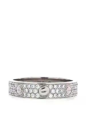 Cartier Love Wedding Band Pave Diamonds 18k White Gold And Diamonds Ring - Silver