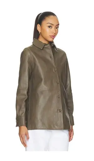RÓHE Leather Pankou Closure Overshirt In Brown