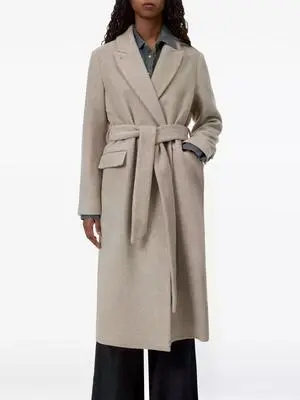 Closed Belted Notch-lapels Coat