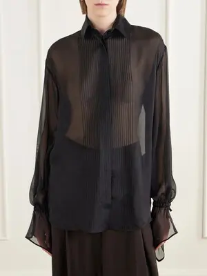 Etro Pintucked Silk-chiffon Shirt